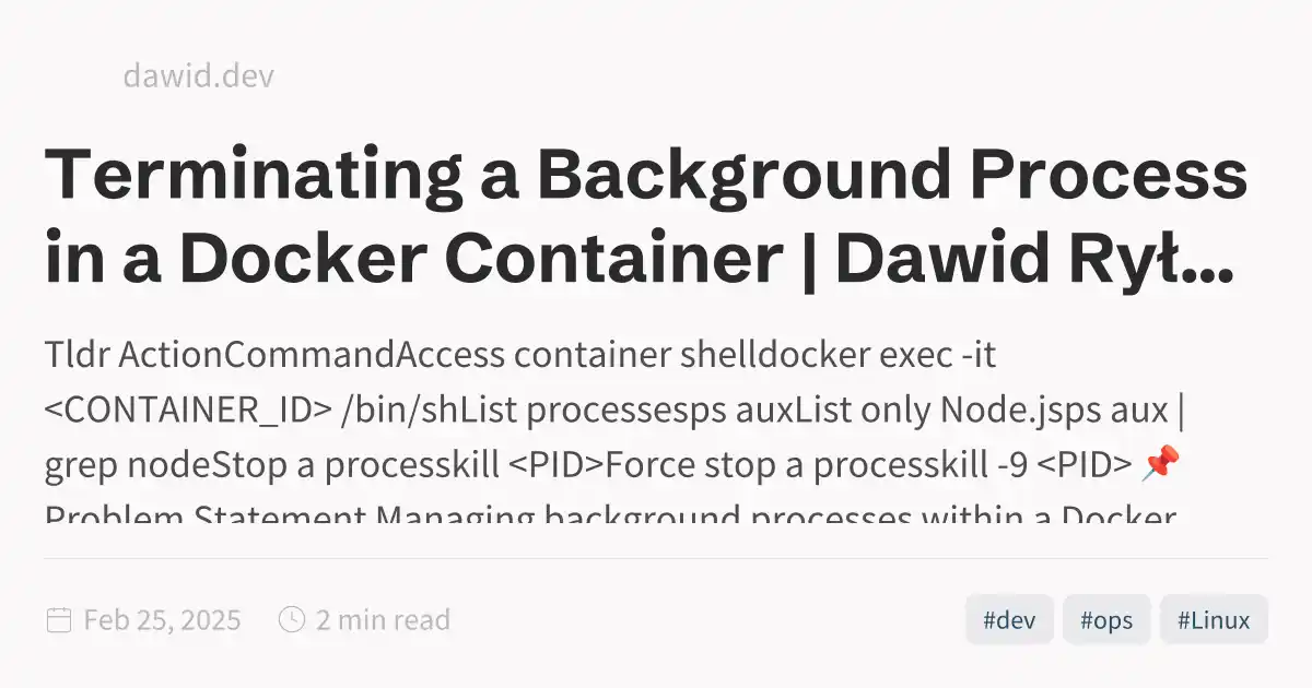Terminating a Background Process in a Docker Container | Dawid Ryłko | Software Engineer